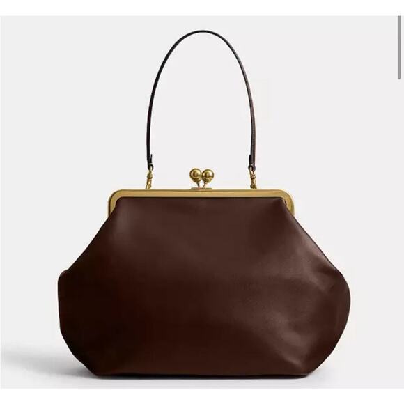 Coach | Bags | Coach Large Kisslock Frame Bag Dark Brown | Poshmark